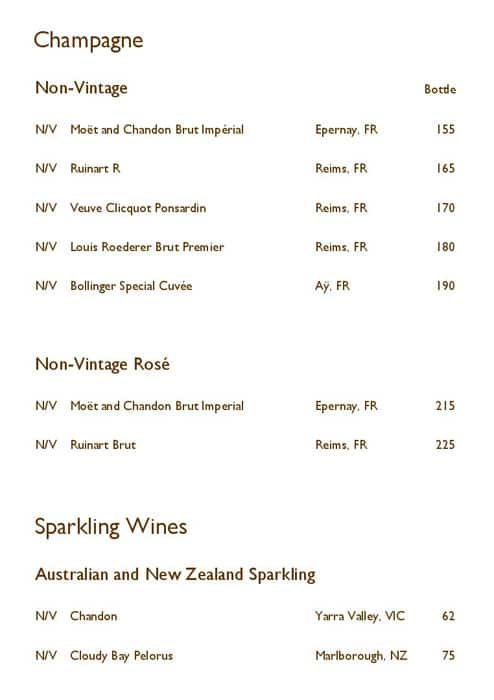 Menu at Il Barocco Restaurant, Main Beach