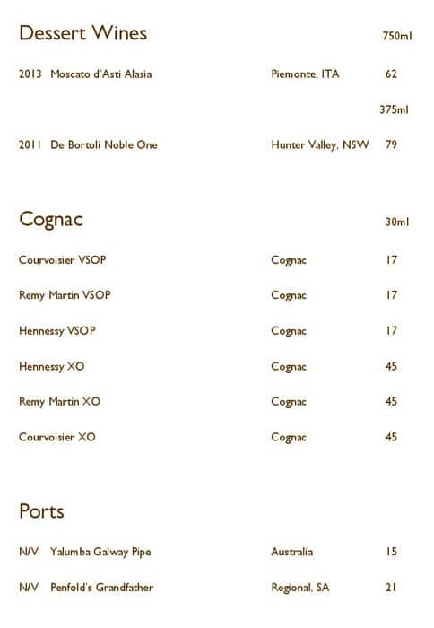 Menu at Il Barocco Restaurant, Main Beach