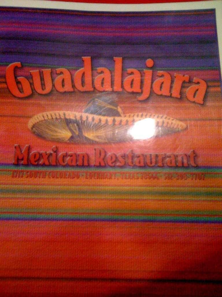 Menu at Guadalajara Mexican Restaurant, Lockhart