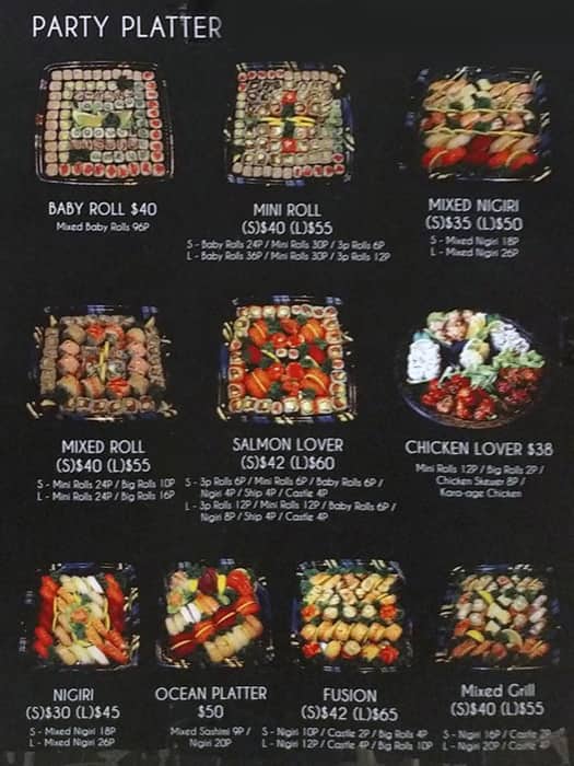 Menu at SUSHIRO, Brookvale