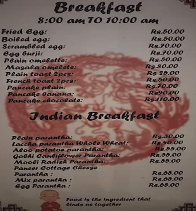 Menu of Doma's, Landour, Mussoorie