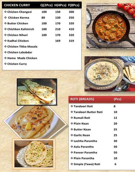 Menu of Shahi King Restaurant, Anand Niketan, New Delhi