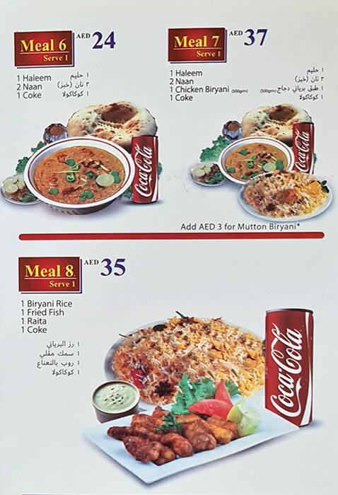Menu at Student Biryani Restaurant, Dubai