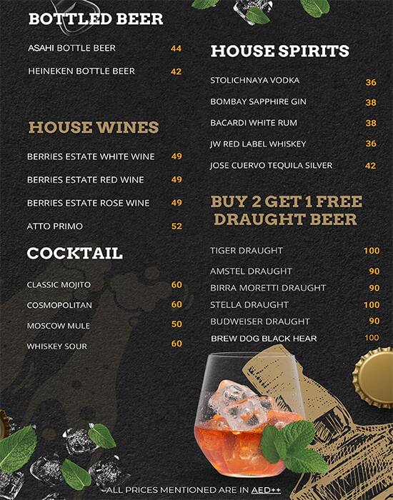 Menu of 1/2 Walnut - Aloft Al Mina, Mankhool, Dubai