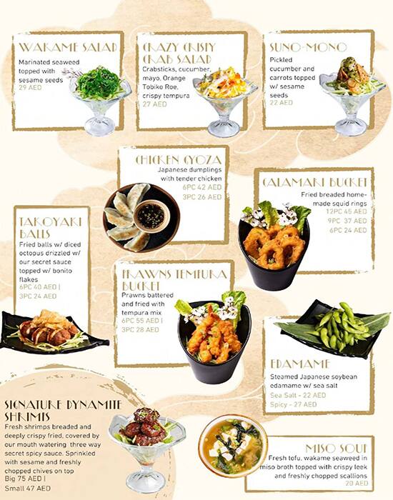 Menu of Sushi Fashion, DIFC, Dubai