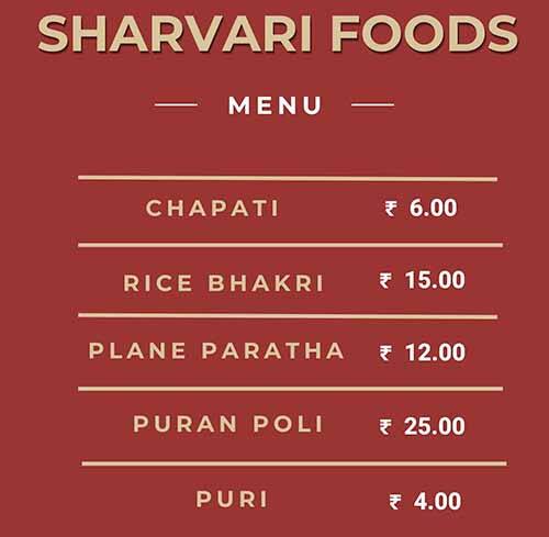 Menu of Sharvari Foods, Bhandup, Mumbai