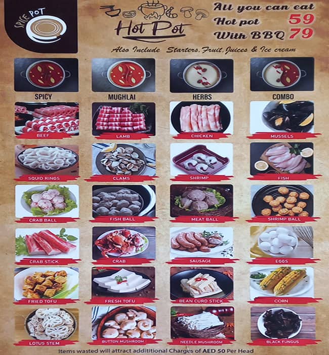 Menu of Spice Pot, Al Barsha, Dubai