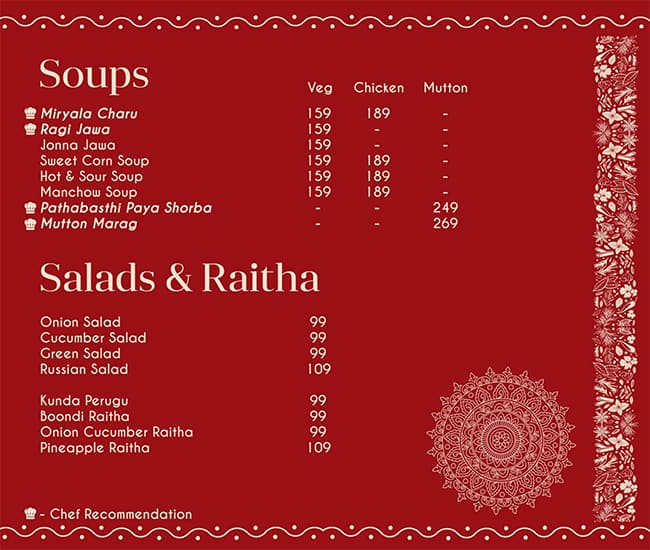 Menu of Jathara, Jubilee Hills, Hyderabad