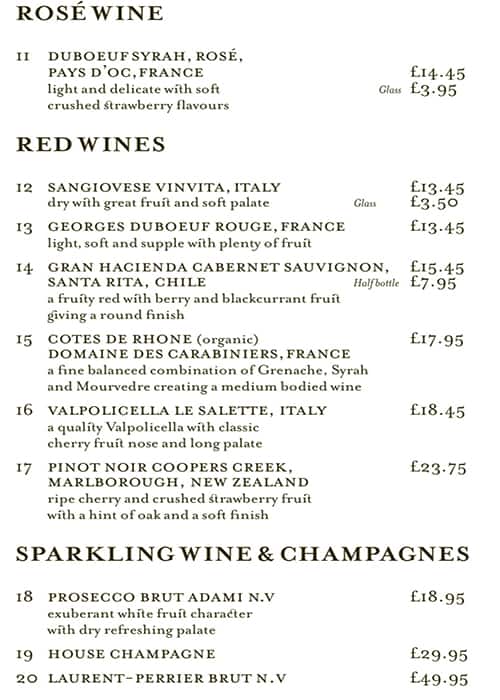 Menu at Fish Central restaurant, London