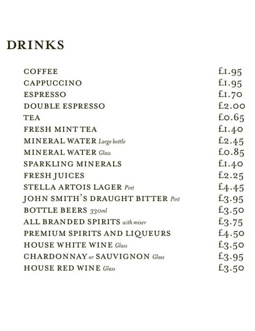 Menu at Fish Central restaurant, London