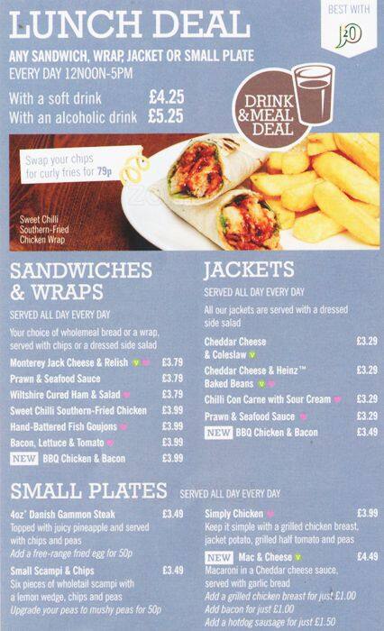Menu at The Lot pub & bar, London