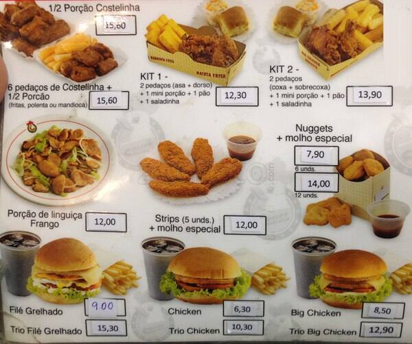 Menu at Crispy Chicken restaurant, São Paulo, Rodovia Raposo Tavares km 14