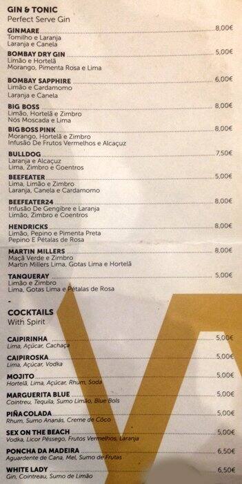 Menu at Café da Villa, Sintra