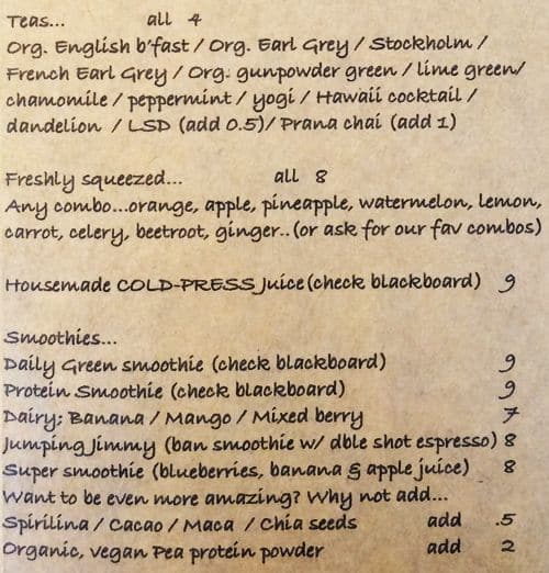 Menu at Commune Cafe, Burleigh Heads