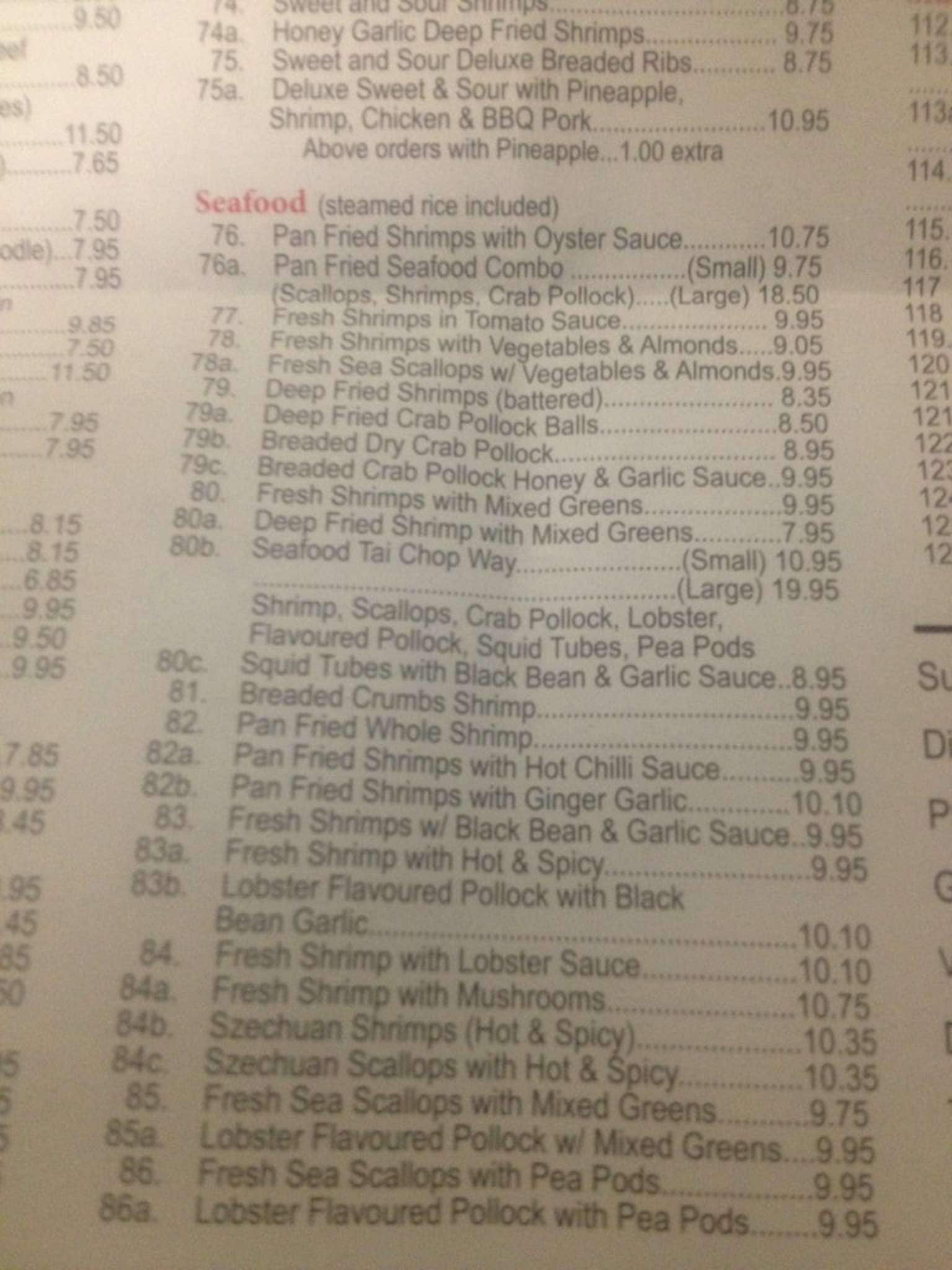 Menu at Good Fortune Restaurant, Winnipeg, Concordia Ave