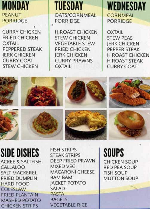 Menu at Starvin Marvin restaurant, London, 54 Brixton Rd