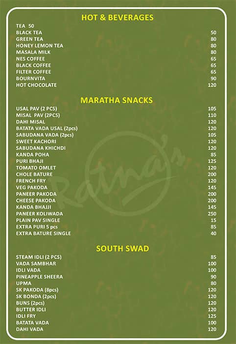 Menu of Ratna Sagar, Kasarvadavli, Thane West, Thane