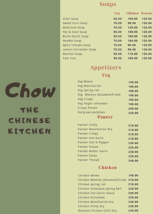 Menu at Chow The Chinese Kitchen, Mumbai