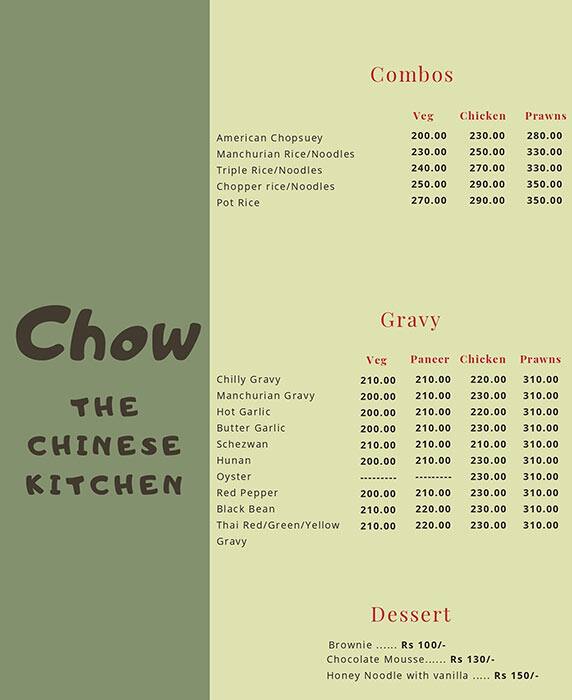 Menu at Chow The Chinese Kitchen, Mumbai