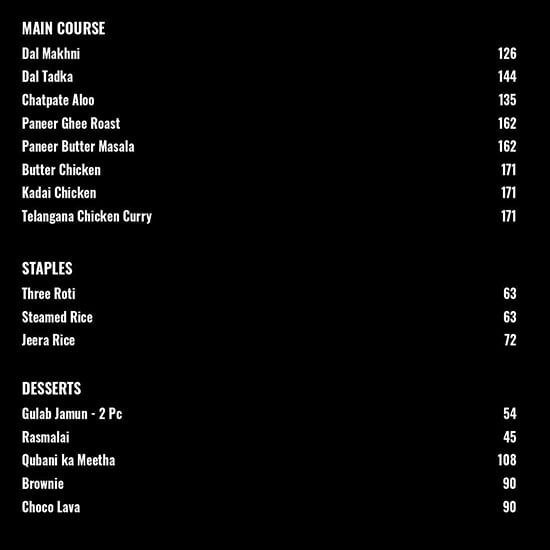 Menu of Taste Me, Kukatpally, Hyderabad