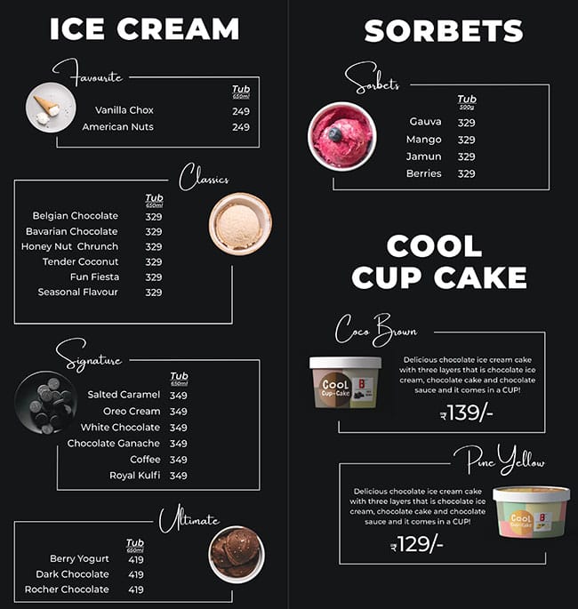Menu of Brain Freeze Ice Cream & Desserts, Chembur, Mumbai
