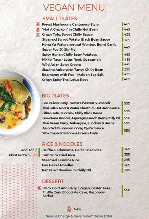 Menu at Foo Bandra, Mumbai