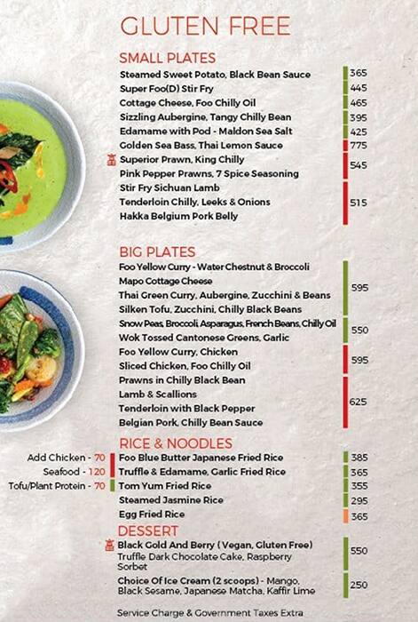 Menu at Foo Bandra, Mumbai