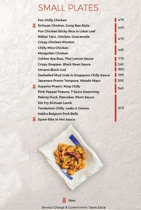 Menu at Foo Bandra, Mumbai