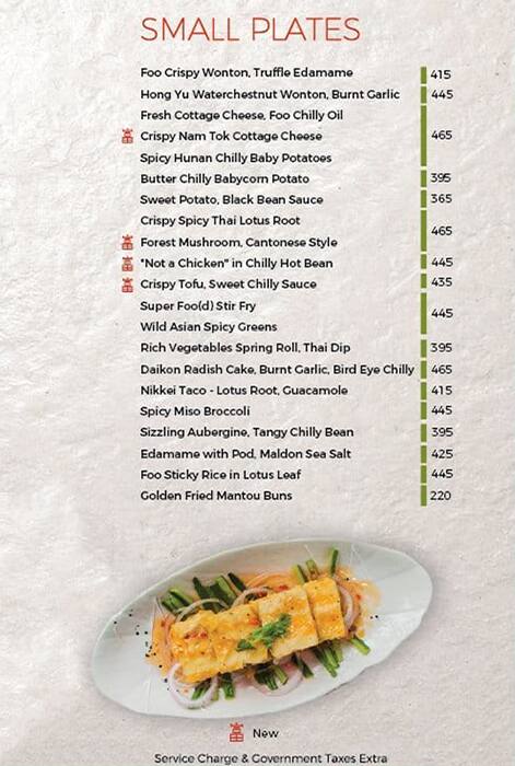 Menu at Foo Bandra, Mumbai