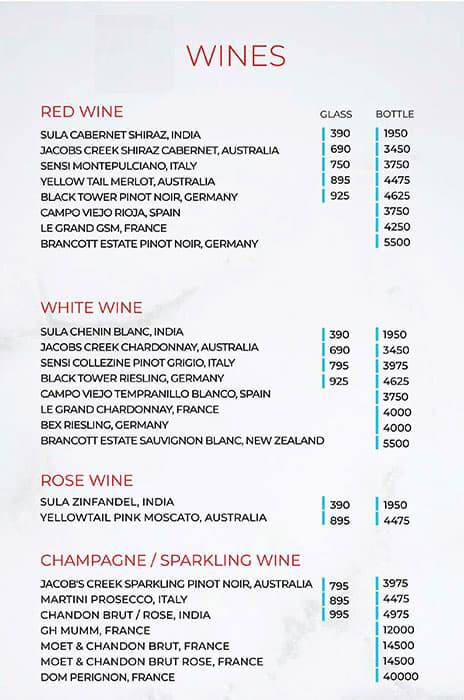 Menu at Foo Bandra, Mumbai