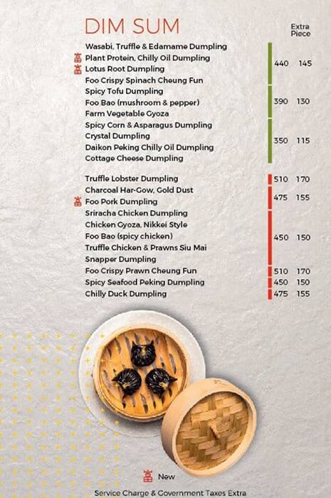 Menu at Foo Bandra, Mumbai