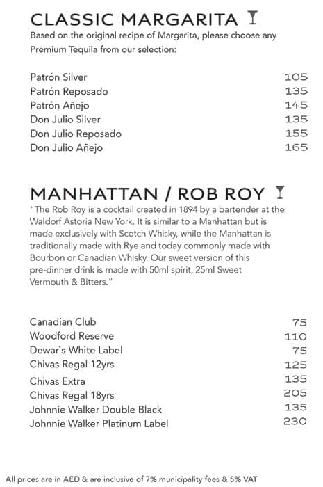 Menu at Karma Kafé restaurant, Dubai