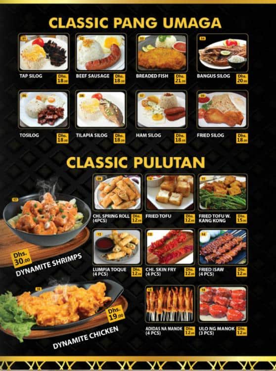 Menu of Manila Classic Restaurant, Al Muteena, Dubai