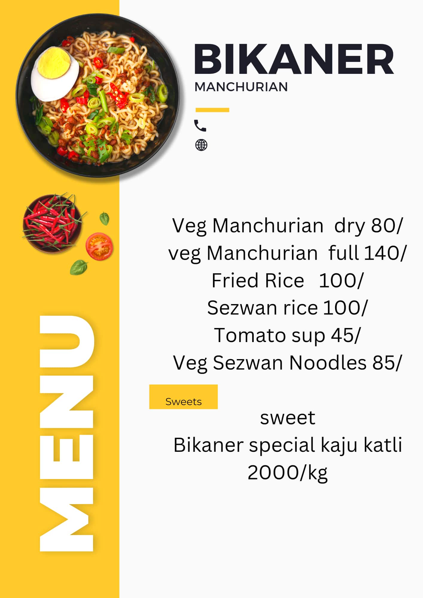 Menu of Bikaner Sweets, Chinchwad, Pune