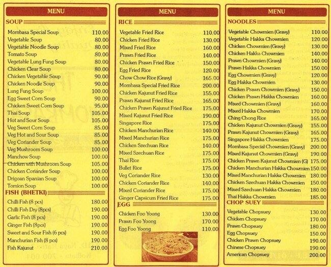 The Mombasa Menu, Menu for The Mombasa, Shyam Bazar, Kolkata - Zomato