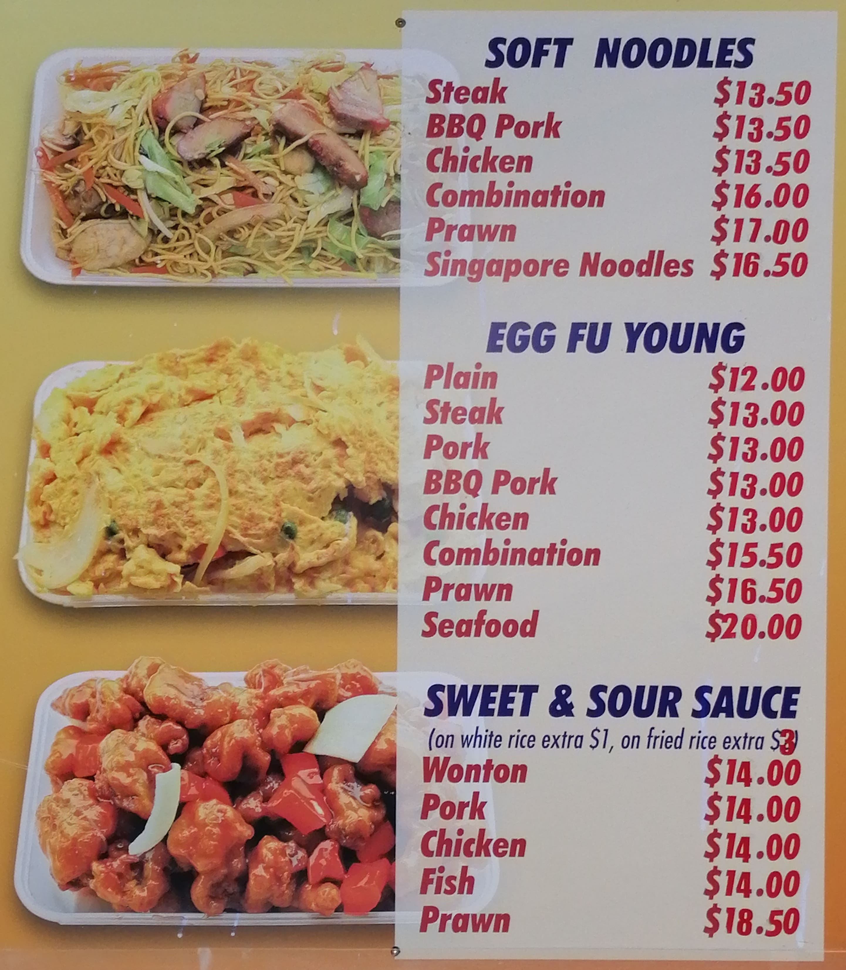 Menu at Sun Ma Takeaways fast food, Auckland