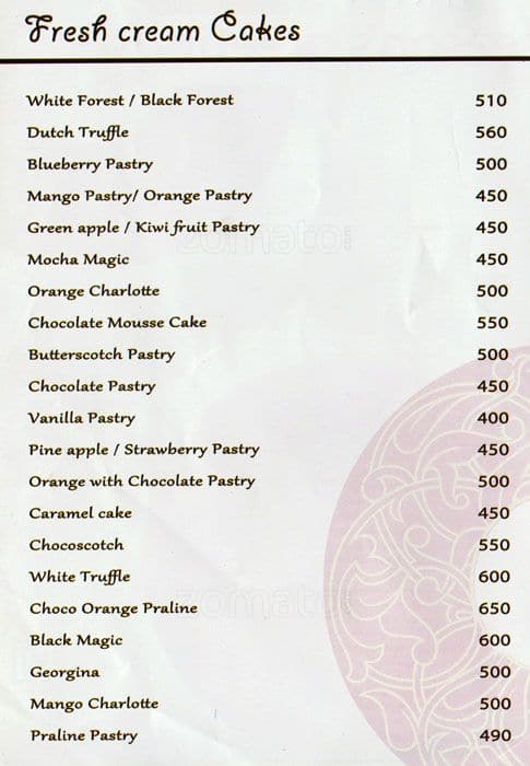 Menu at Best Bakers, Kochi, KP Vallon Road