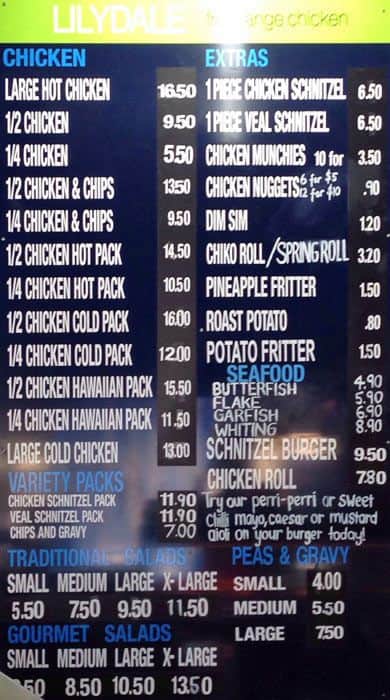 Menu at The Funky Chicken fast food, Unley