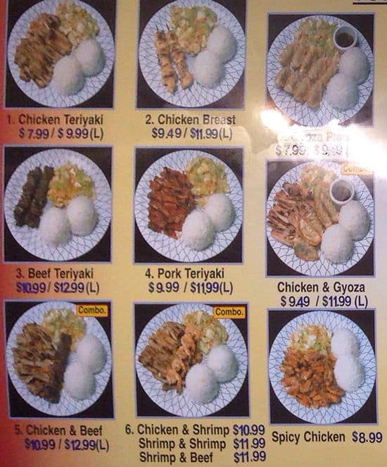 Menu at Teriyaki Time restaurant, Seattle, NE 127th St