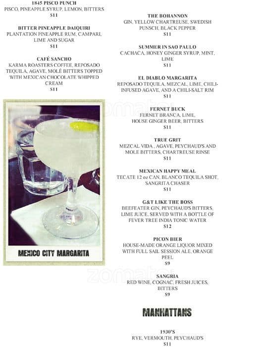 Menu at Deep Ellum pub & bar, Boston