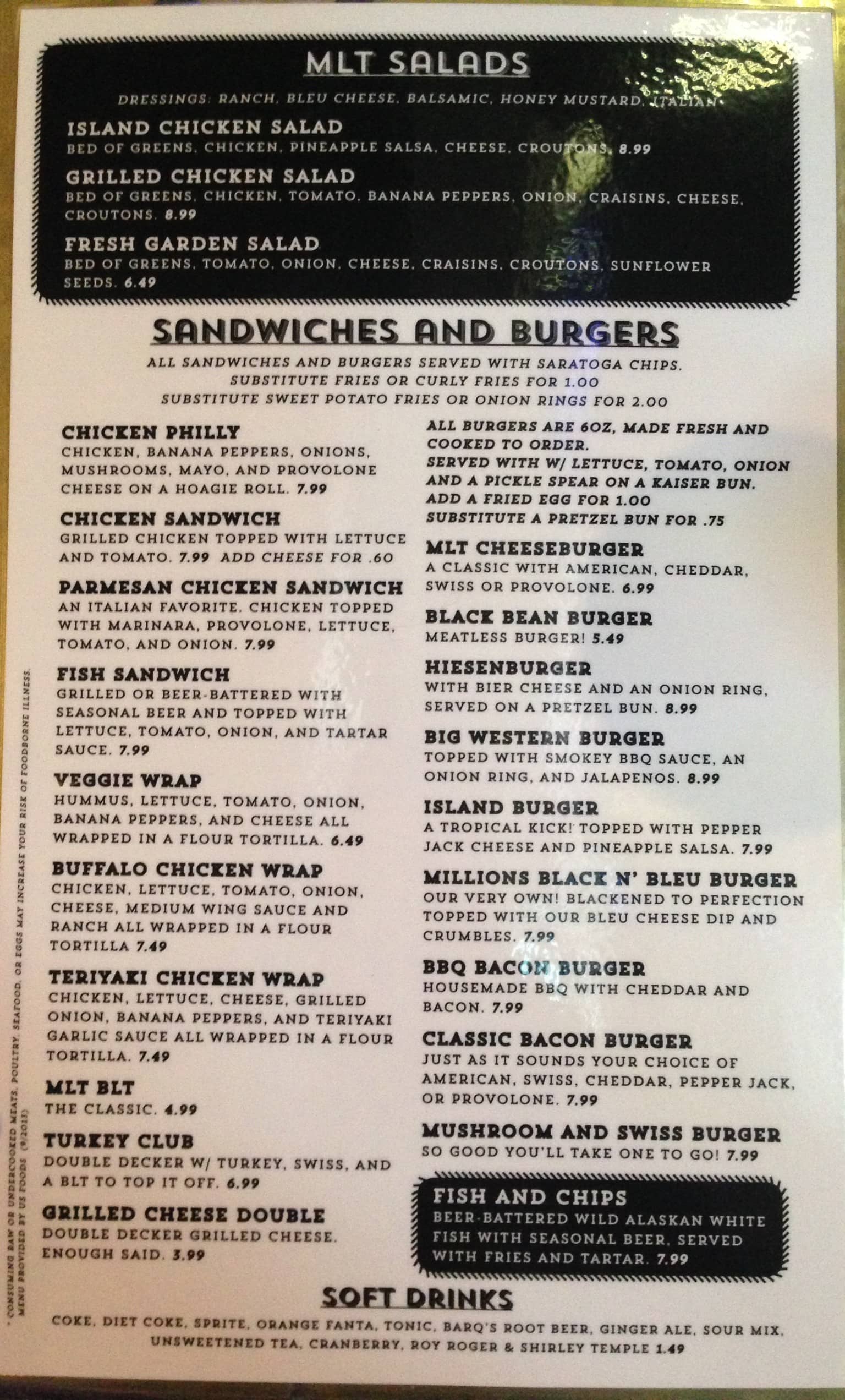 Menu at Mt Lookout Sweets pub & bar, Cincinnati