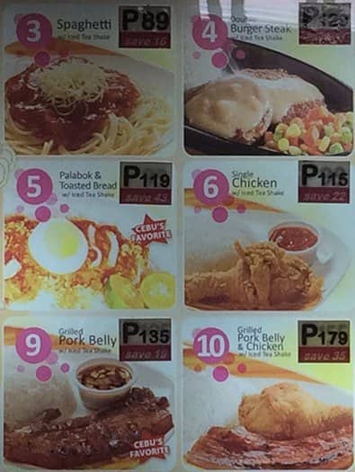 Menu at My Joy restaurant, Cebu City, 7VWX+7XQ