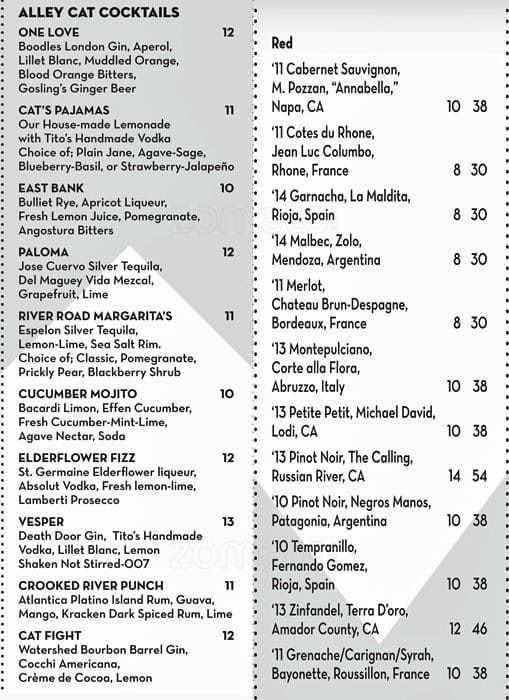 Menu at Alley Cat Oyster Bar, Cleveland