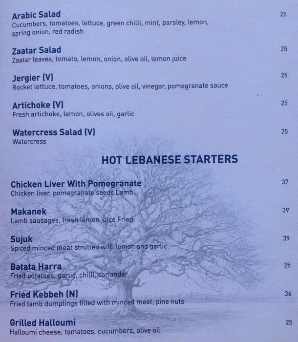 Menu at Qasr Al Bandar restaurant, Abu Dhabi, Al Bandar Marina