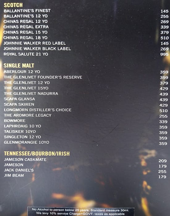 Menu of Kill The Bill, Connaught Place, New Delhi