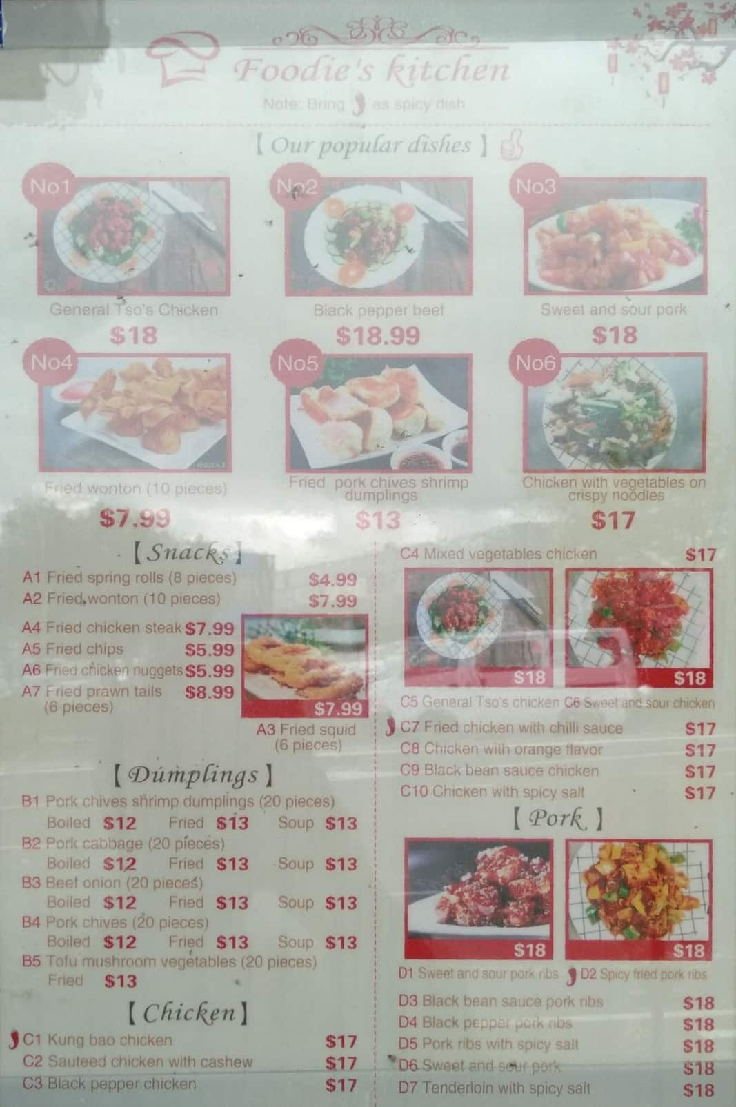 Carta del restaurante Foodies Kitchen, Auckland