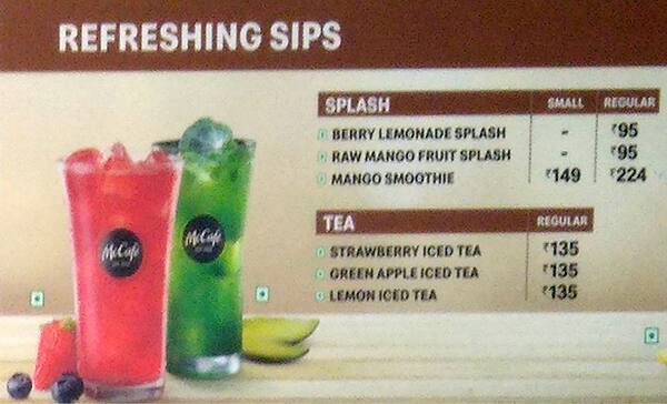 Menu at McCafe by McDonald's, Bengaluru, 001