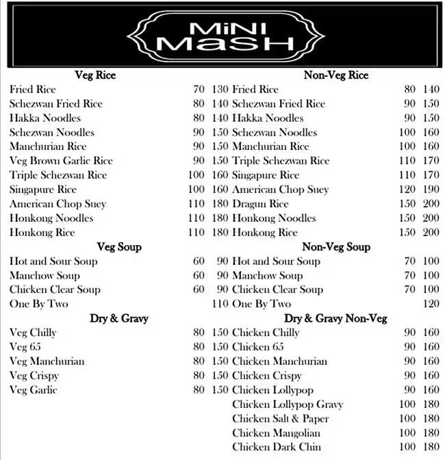 Menu of Mini Mash, Wanowrie, Pune