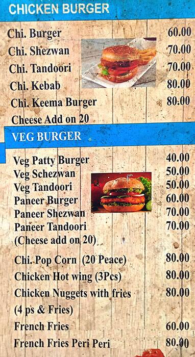 Menu of Falmi & Burger's Cafe, Vashi, Navi Mumbai