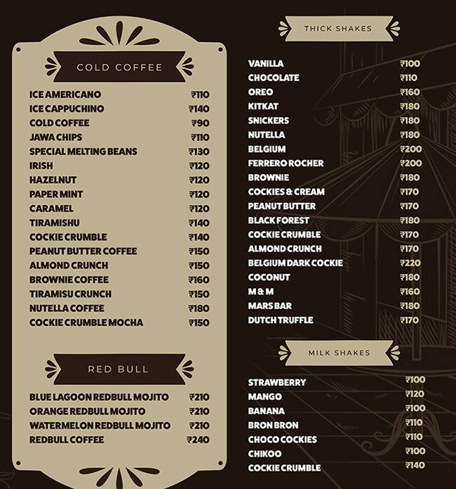 Menu of The Melting Beans, Adalaj, Ahmedabad